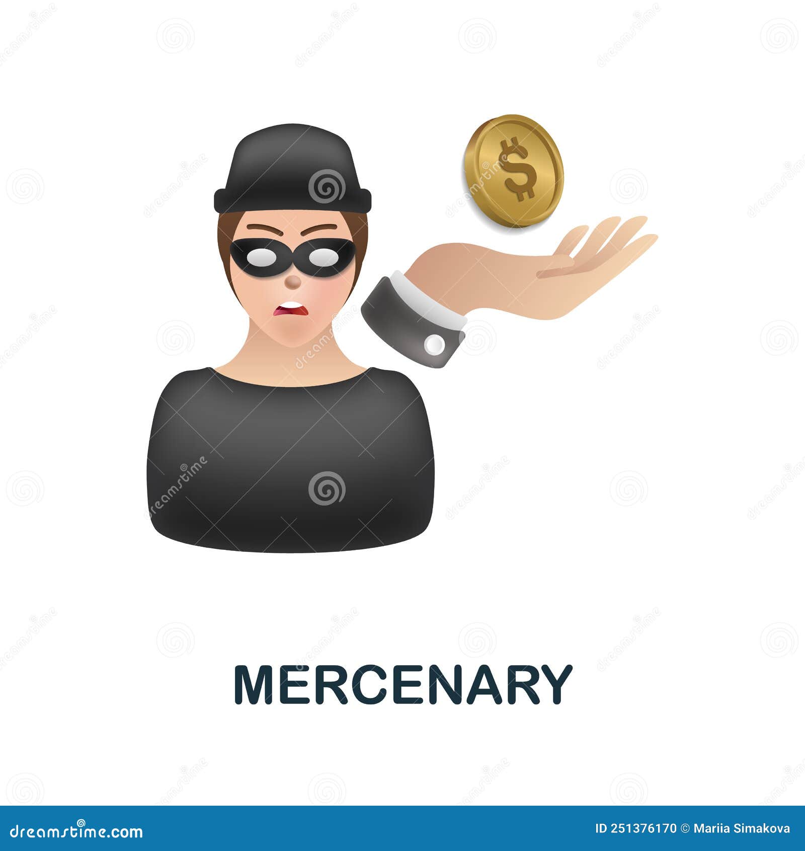 Mercenary Icon in 3d. Colored Illustration from Corruption Collection ...