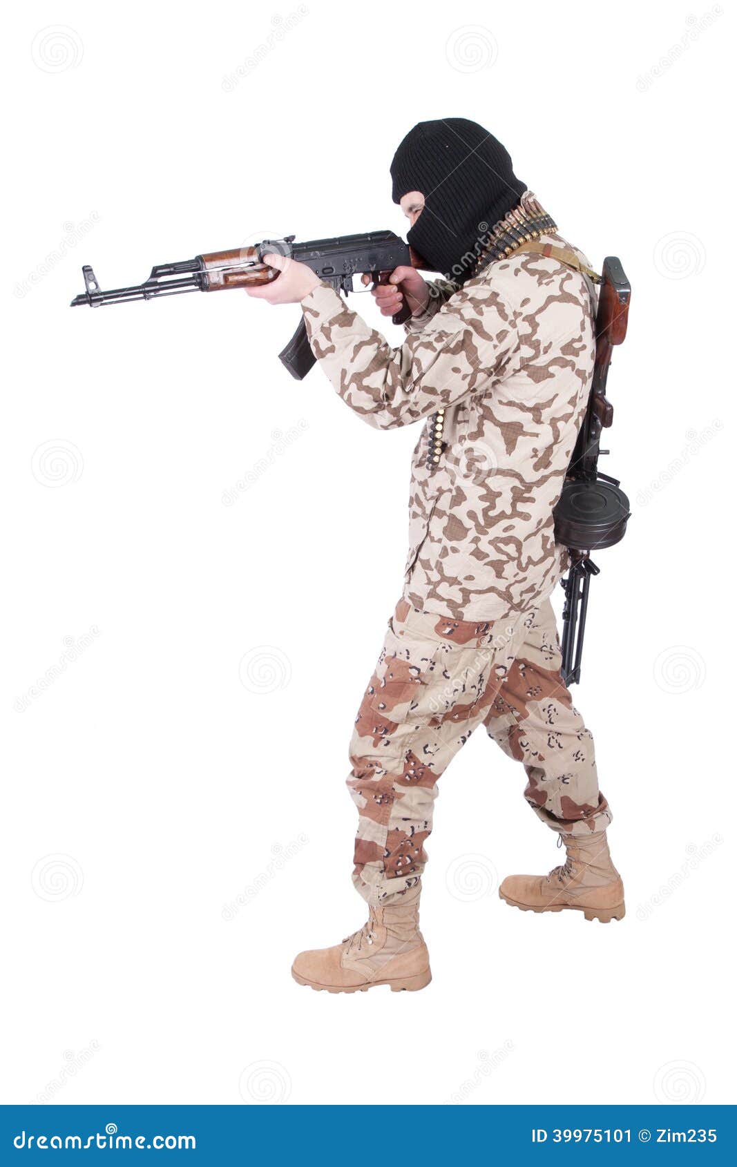 Mercenary with Kalashnikov Rifle Stock Image - Image of male, soldier ...