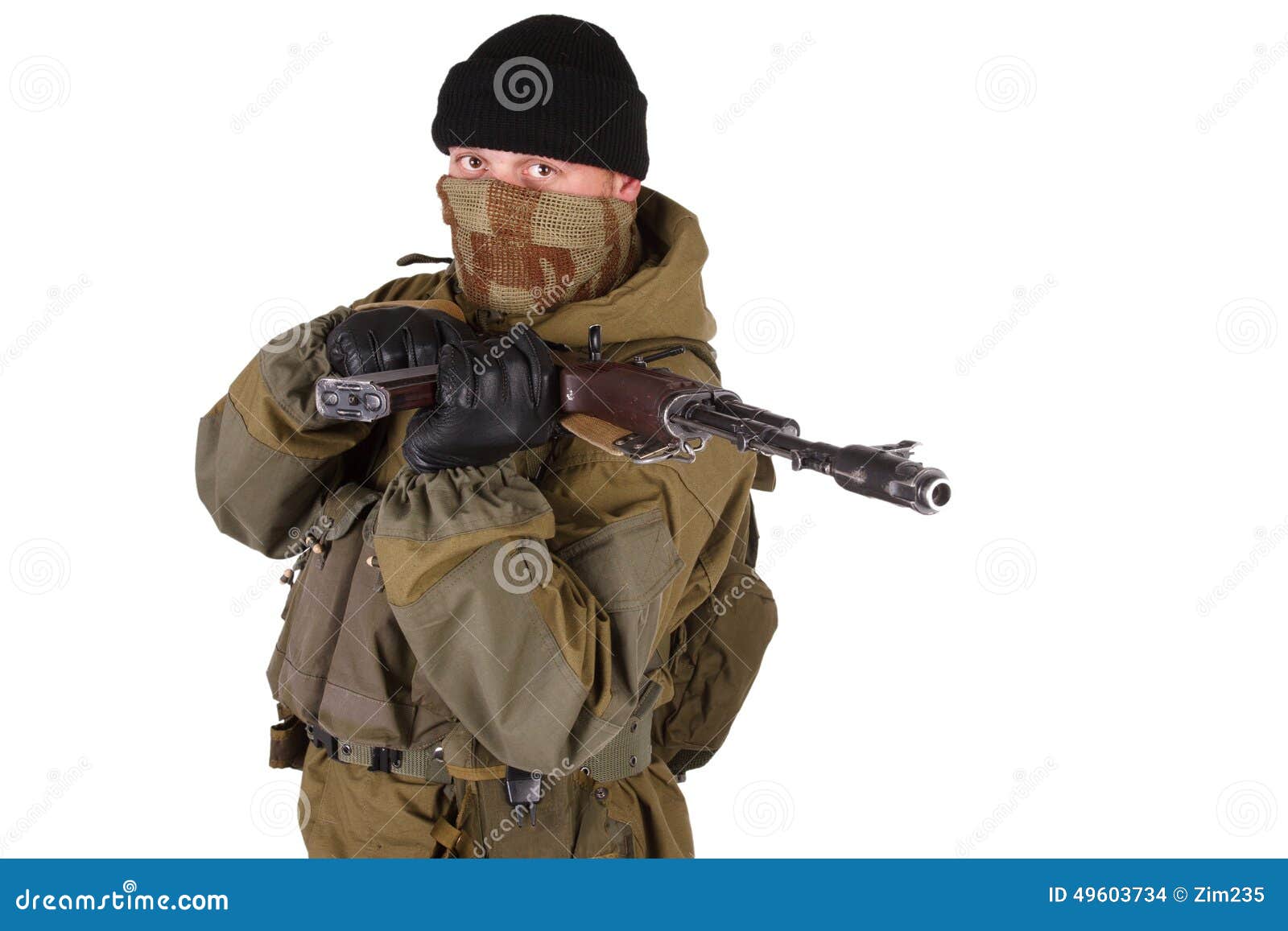 Mercenary with Kalashnikov Rifle Stock Photo - Image of rifle, crime ...