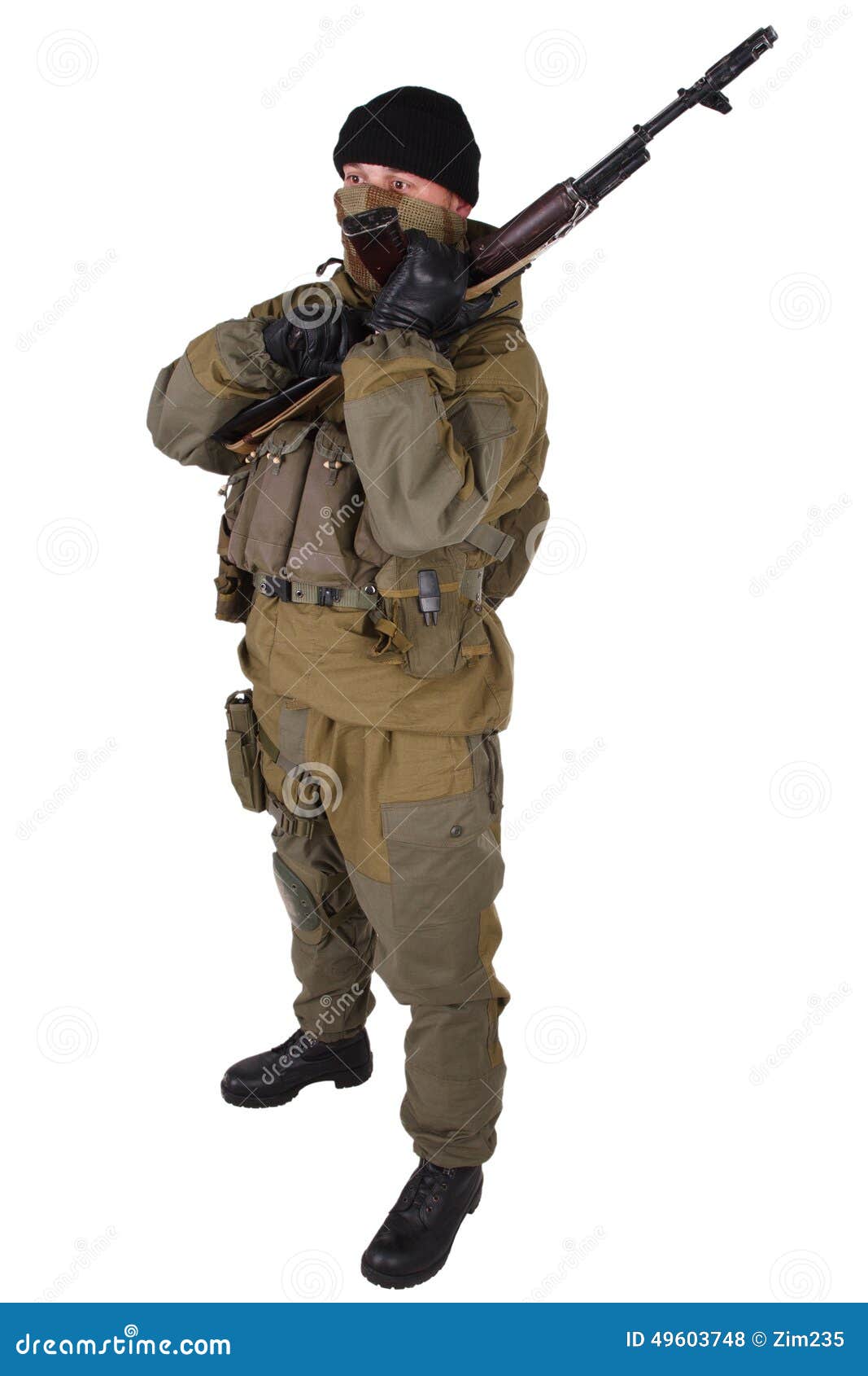 Mercenary with Kalashnikov Rifle Stock Photo - Image of radical, rebel ...