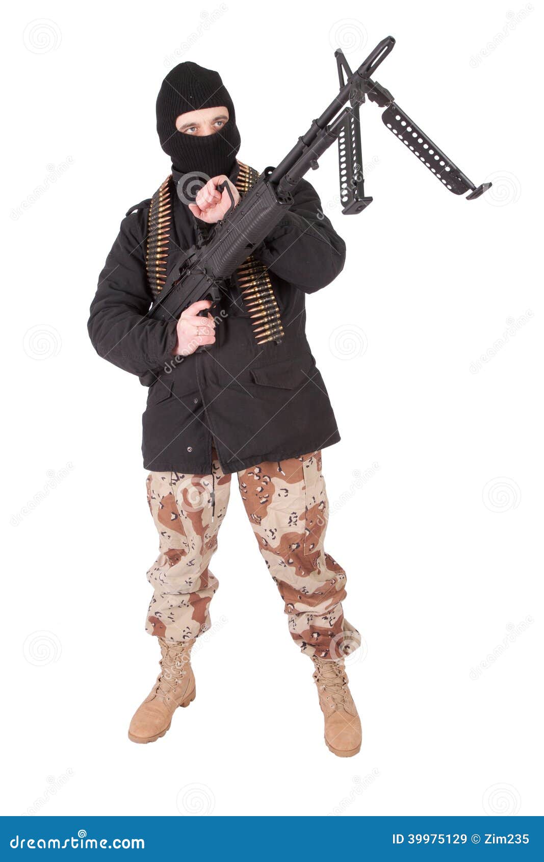 Mercenary with M60 Machine Gun Stock Image - Image of tactical, gunner ...
