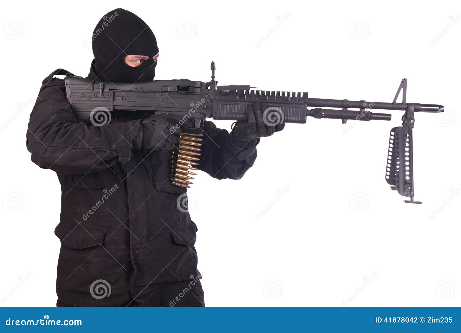 Mercenary with M60 Machine Gun Stock Photo - Image of armed, face: 41878042