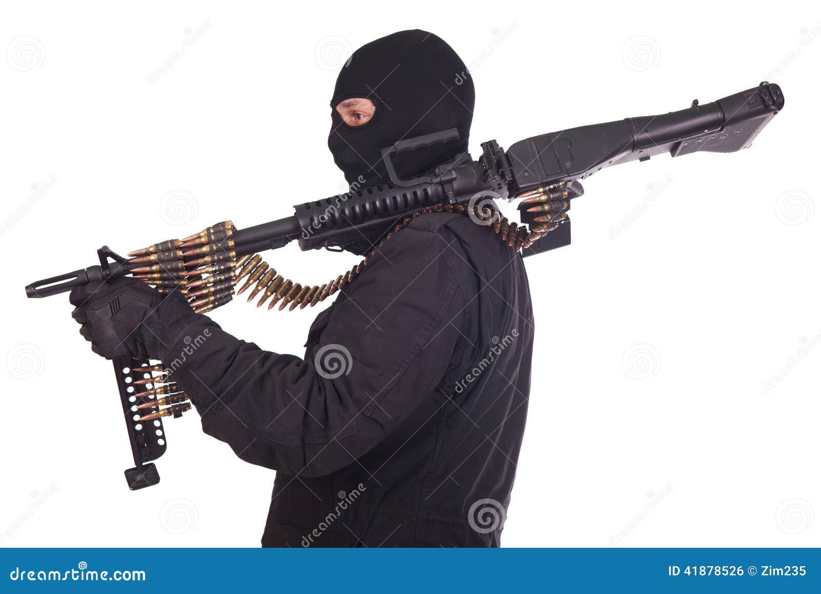 Mercenary with M60 Machine Gun Stock Photo - Image of hand, bandit ...