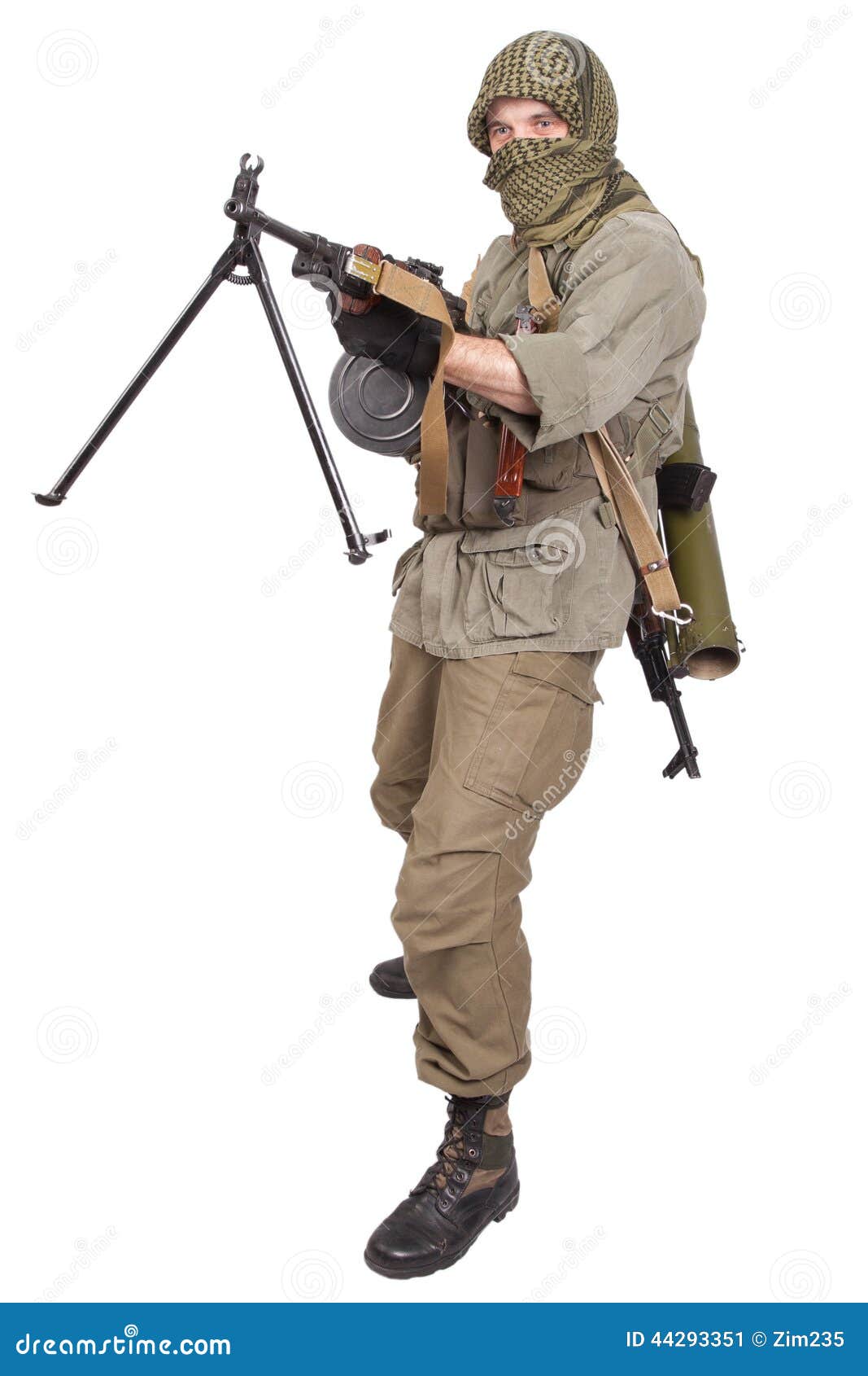 Mercenary with machine gun stock image. Image of kalashnikov - 44293351