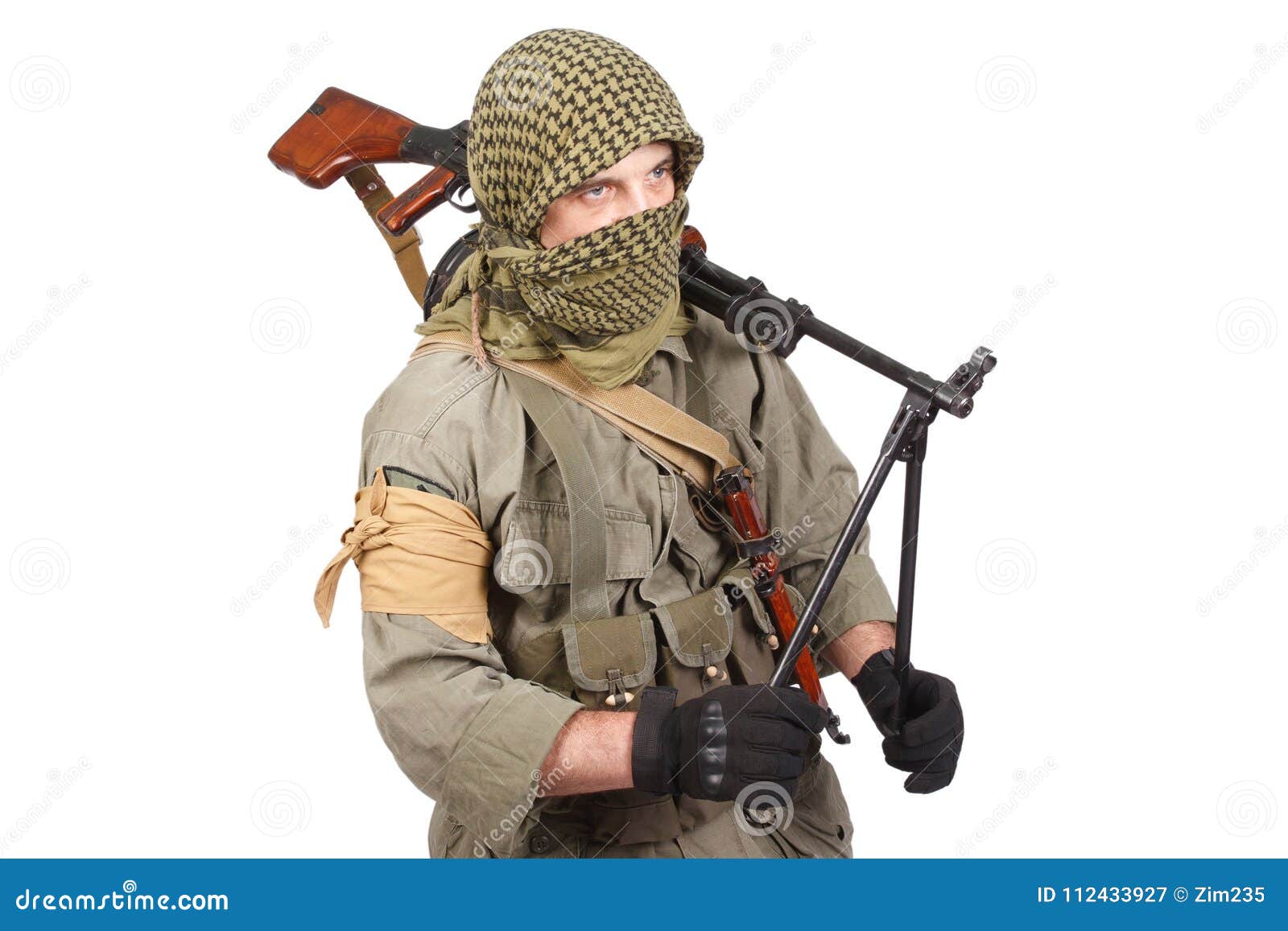 Mercenary with machine gun stock image. Image of shooter - 112433927