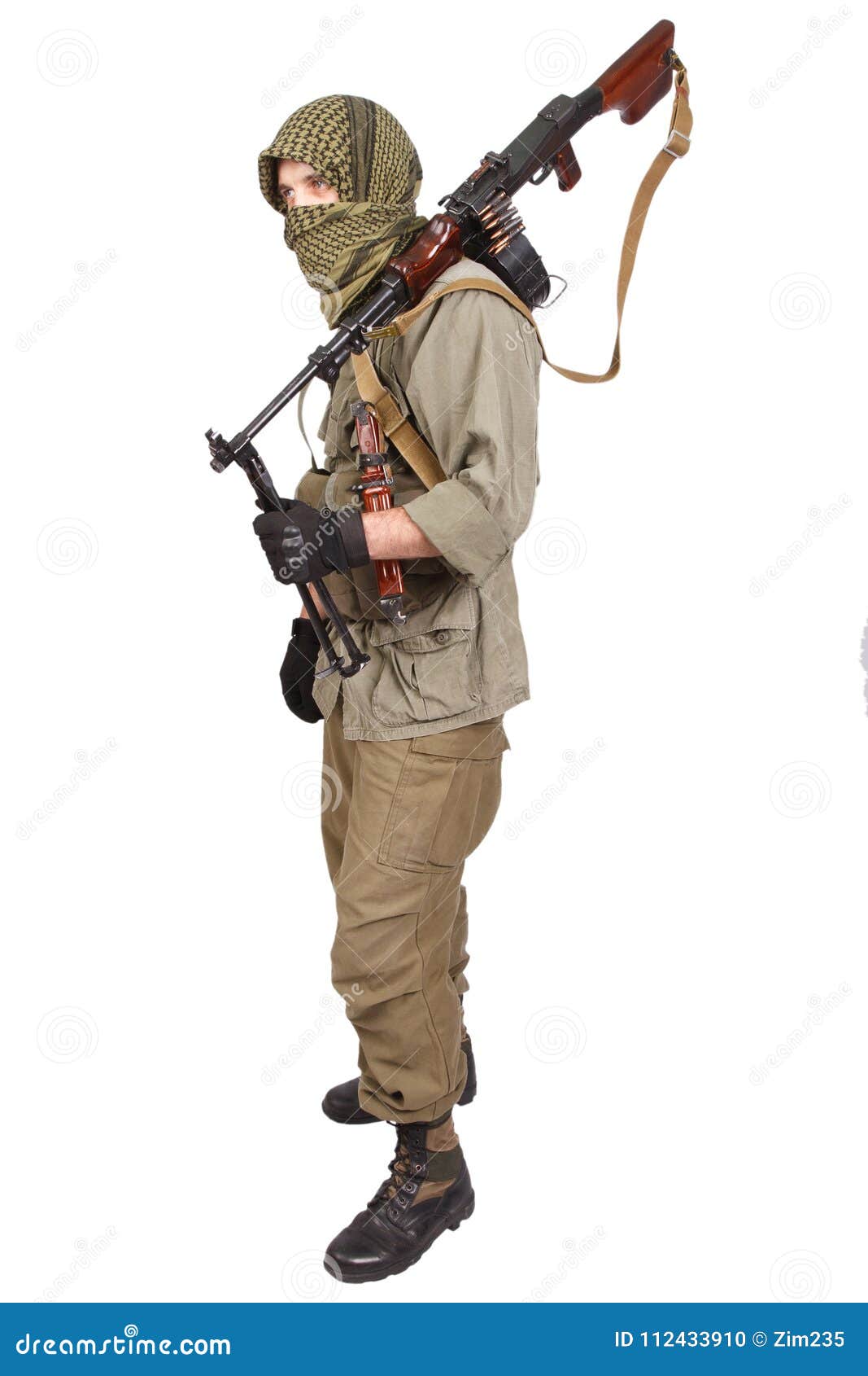 Mercenary with machine gun stock photo. Image of rifle - 112433910