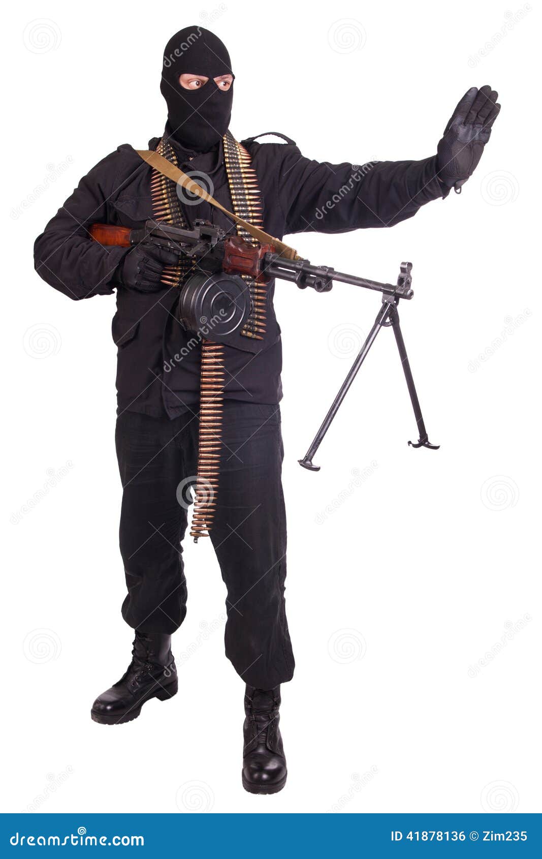 Mercenary with RPD 44 Machine Gun Stock Photo - Image of chains, bandit ...