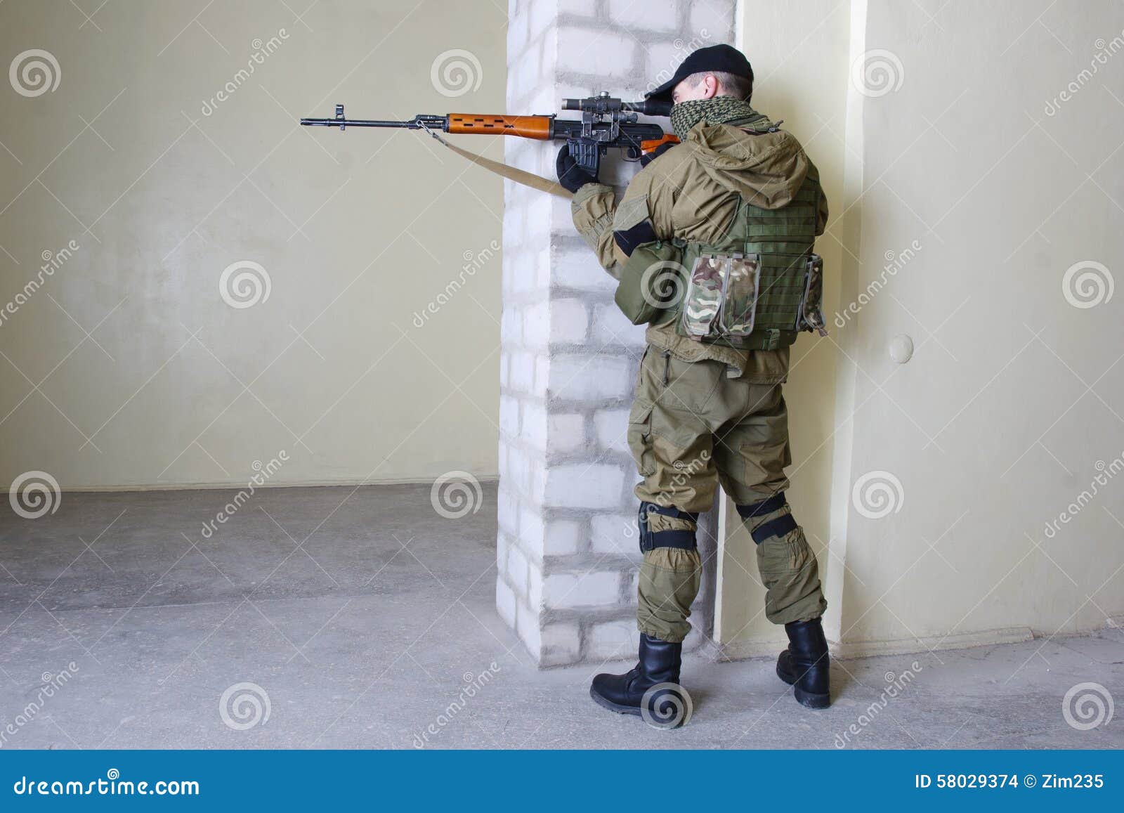 Mercenary Sniper with Sniper Rifle Stock Photo - Image of mercenary ...
