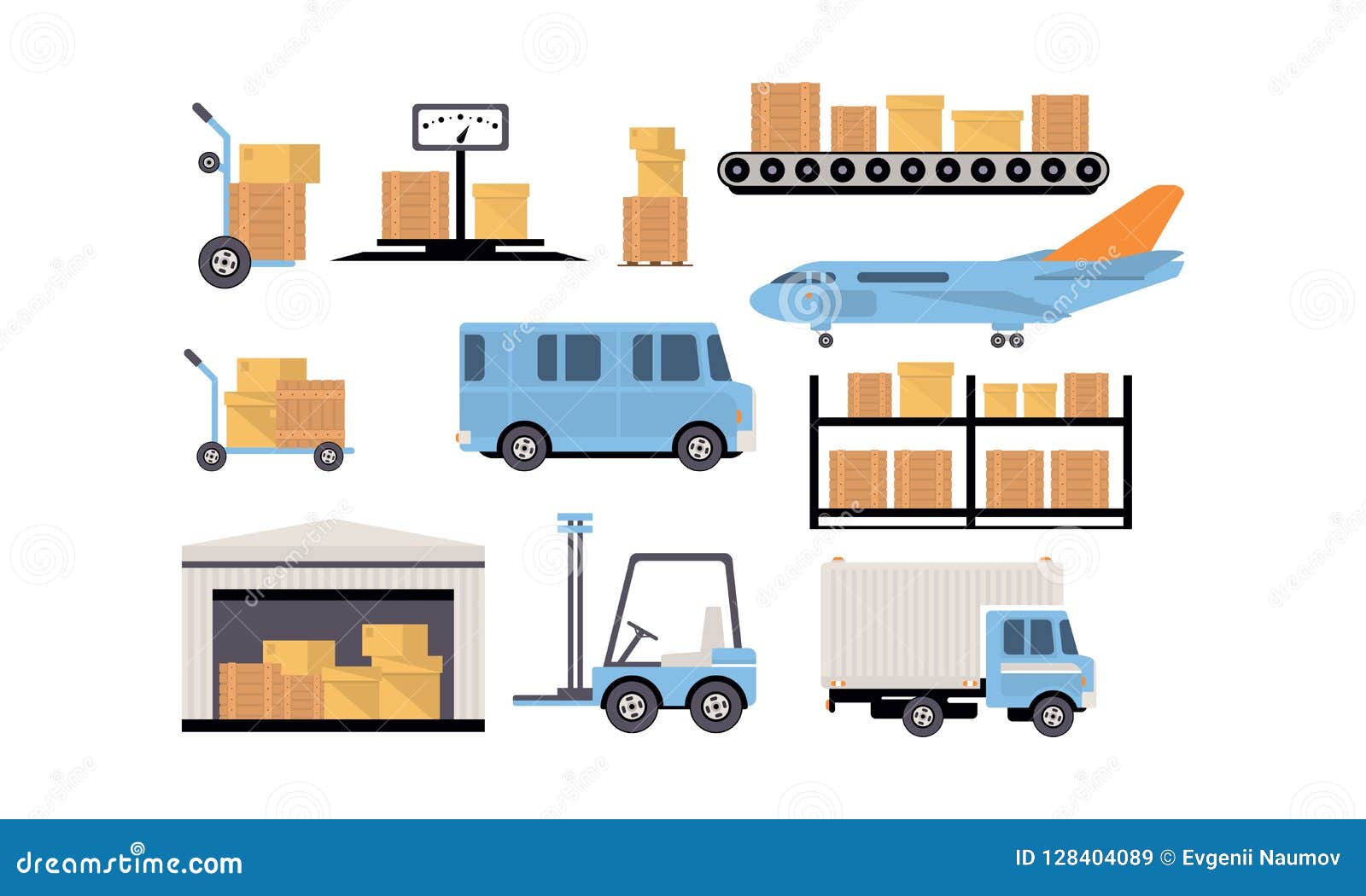 Merchandise Warehouse and Logistic, Storage Building, Shelves with ...