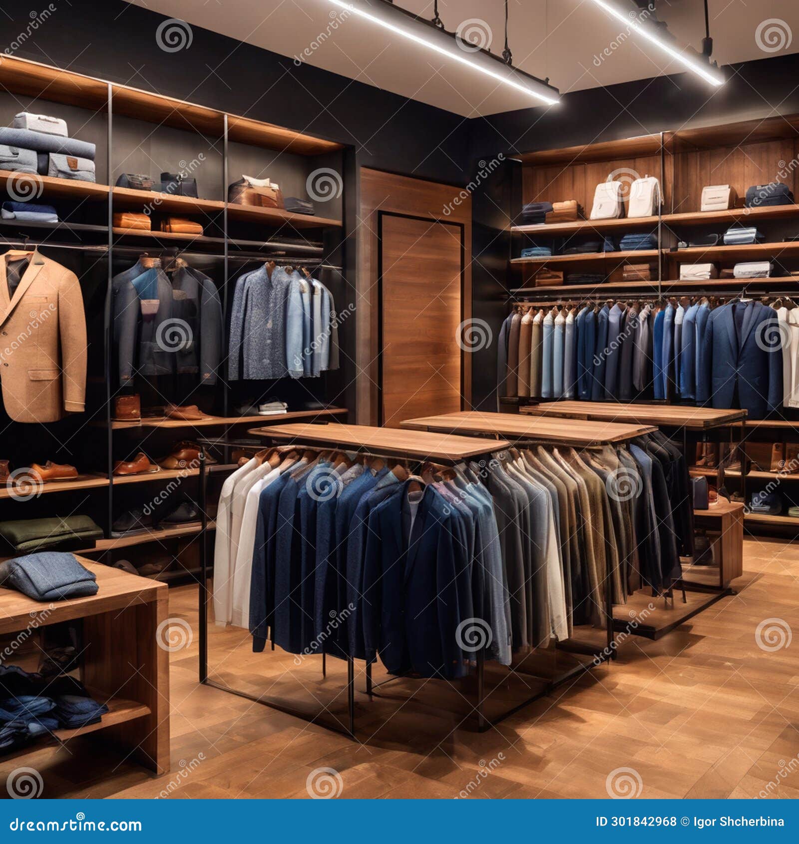 Merchandising in a Modern Men S Clothing Store Stock Illustration ...