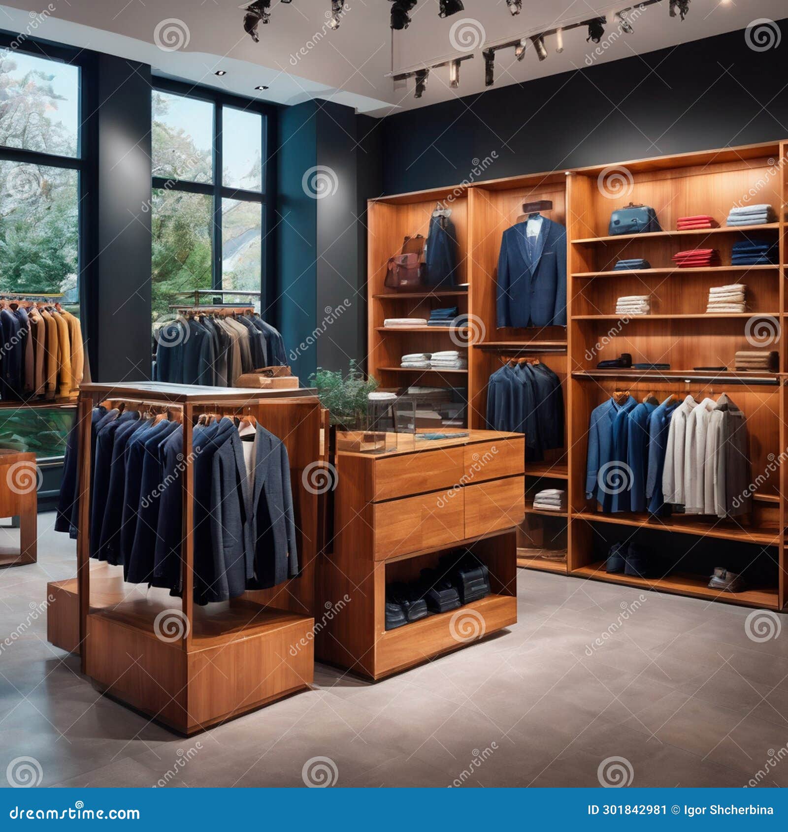Merchandising in a Modern Men S Clothing Store Stock Illustration ...