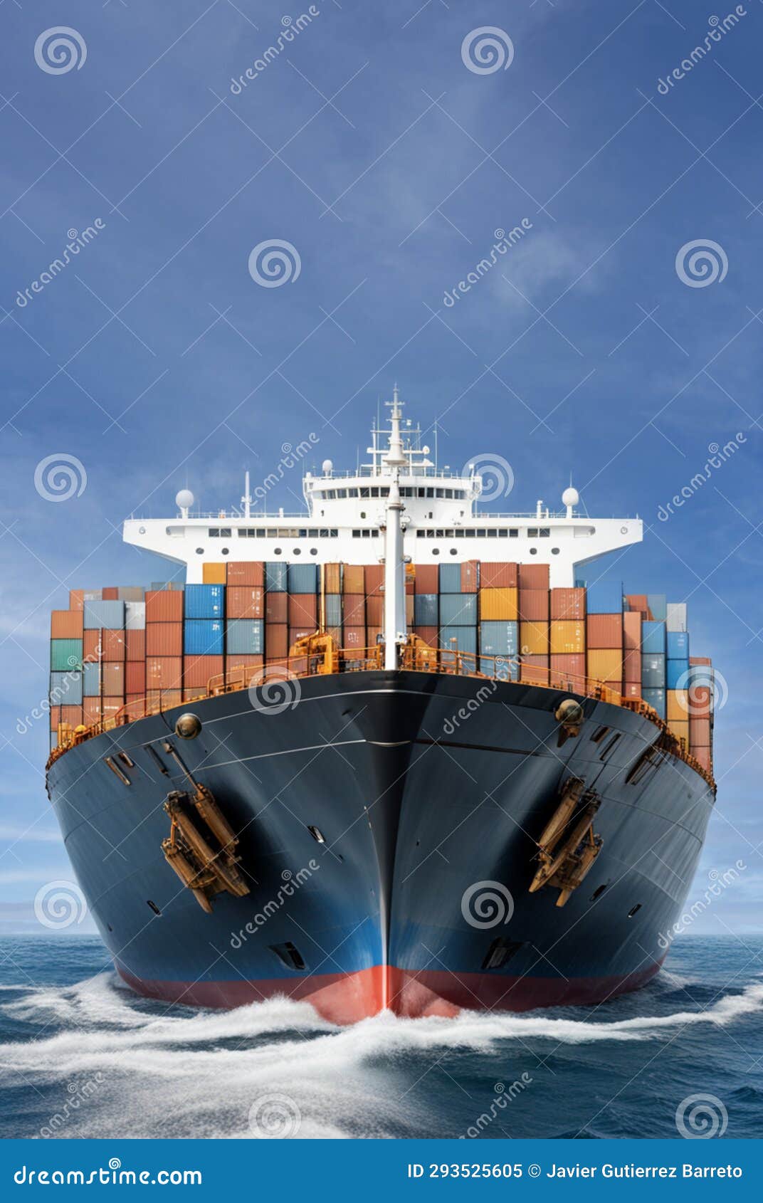 Merchant Ship Loaded with Containers at Sea Stock Illustration ...