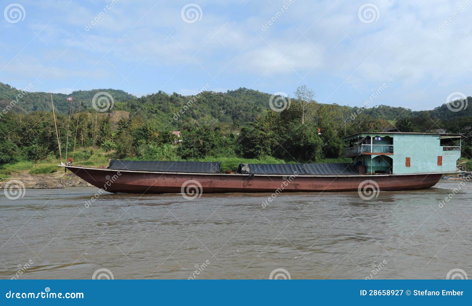 Merchant Ship on Mekong River Stock Image - Image of river, laos: 28658927