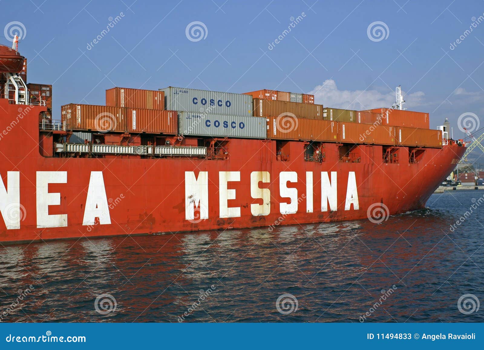 Merchant ship Messina editorial stock photo. Image of containers - 11494833