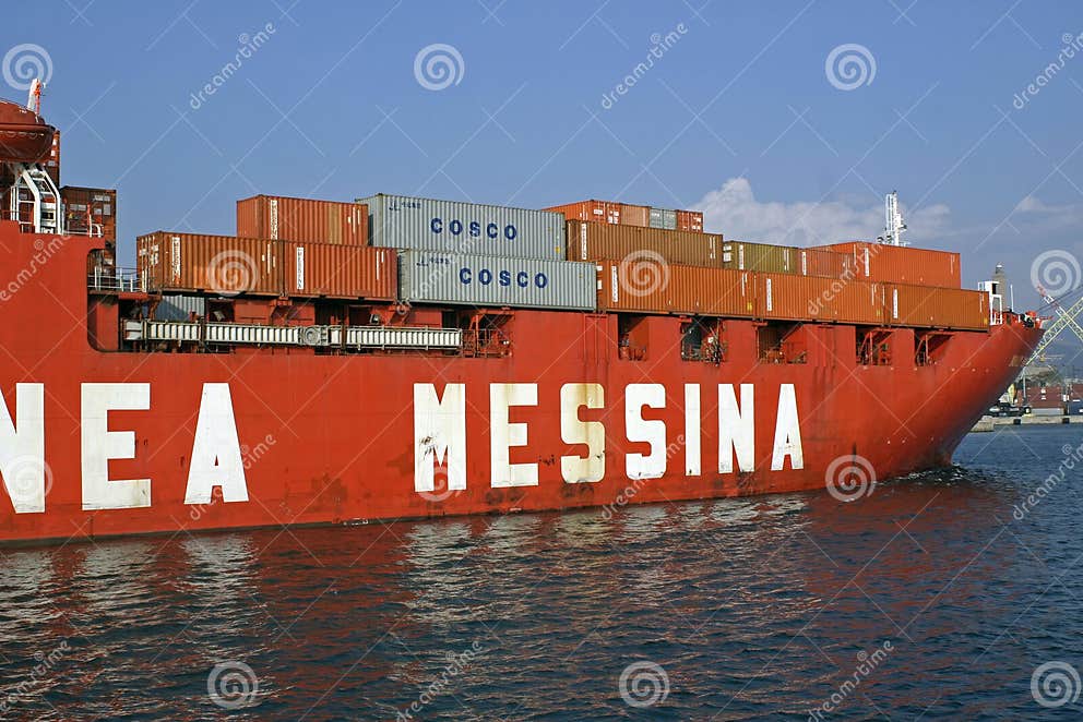 Merchant ship Messina editorial stock photo. Image of containers - 11494833