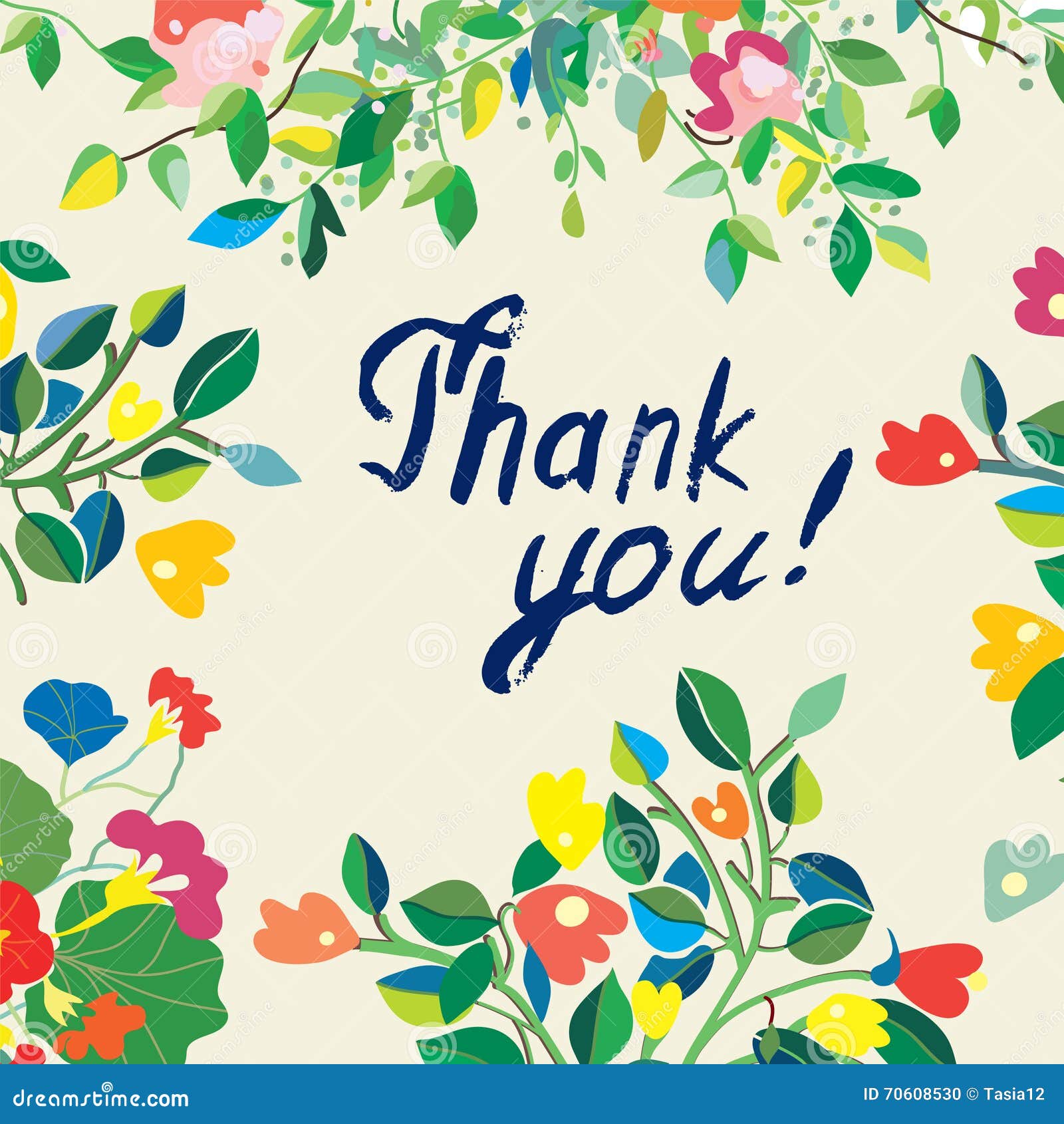 Merci Carte Gentille Florale Illustration Stock - Illustration du ...