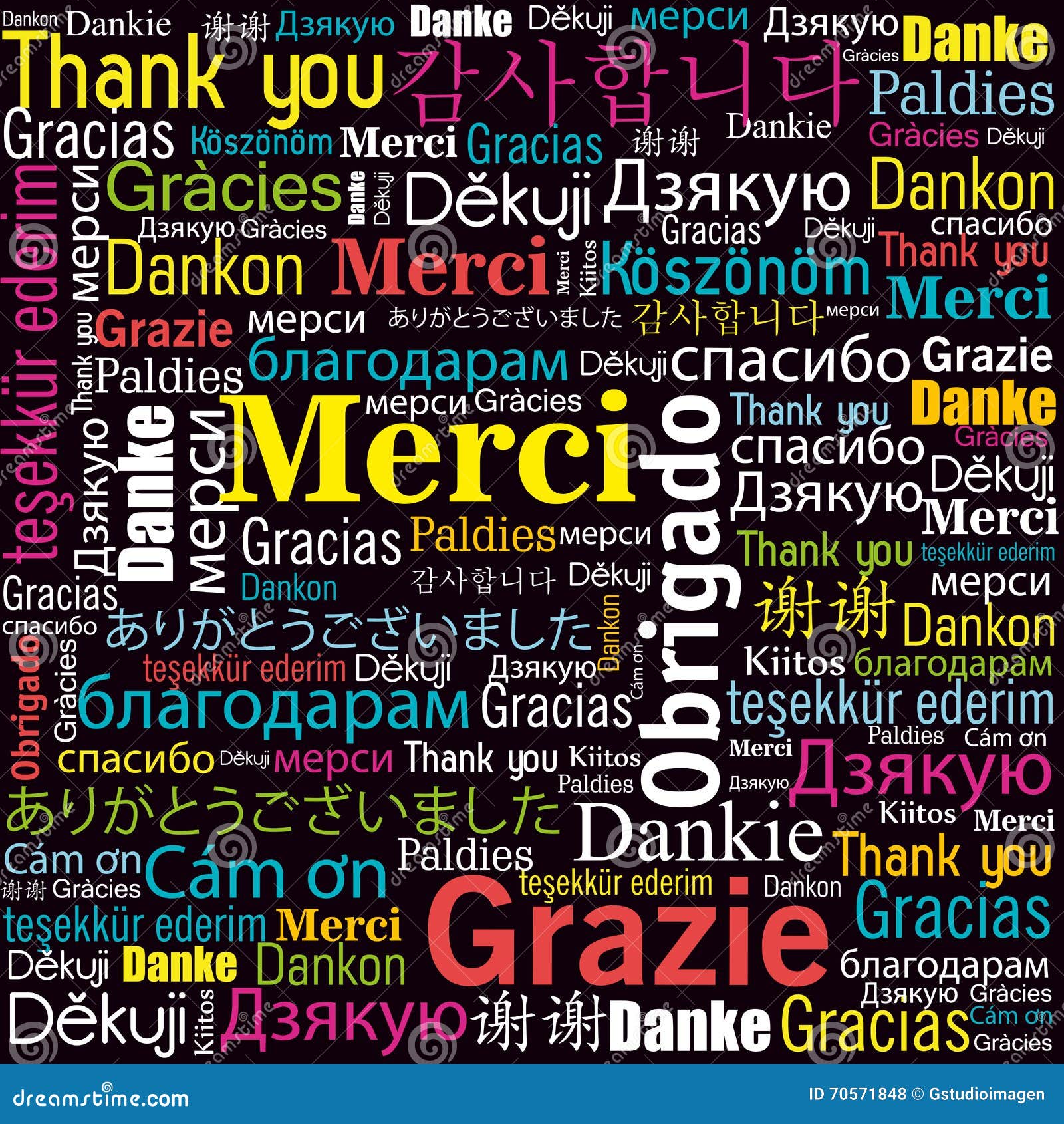 Merci Dans La Conception Différente De Langues Illustration Stock ...