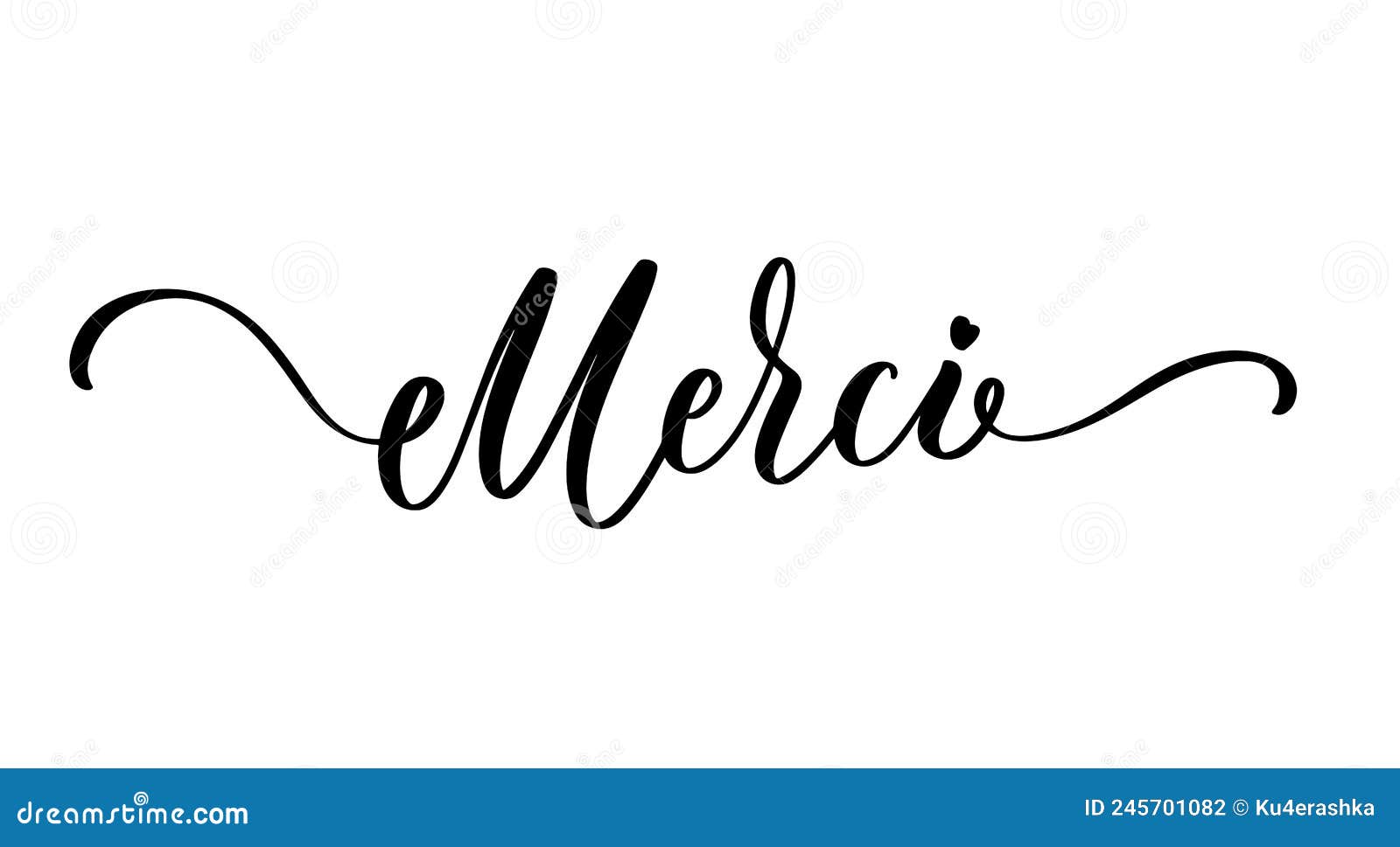 Merci Set Hand Lettering. The Handwritten Word Thank You In French ...
