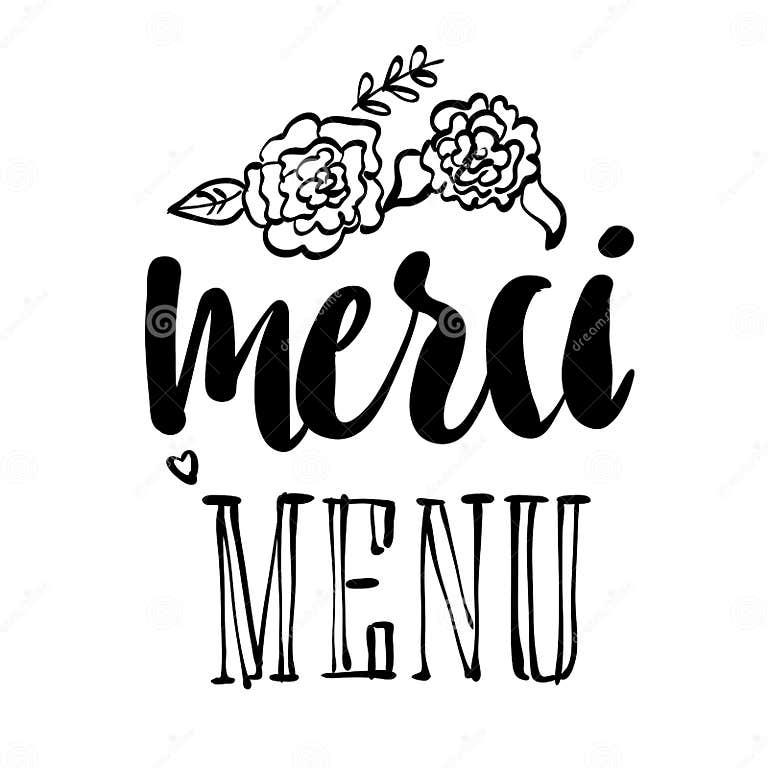 Merci Menu stock vector. Illustration of capital, thank - 84481686