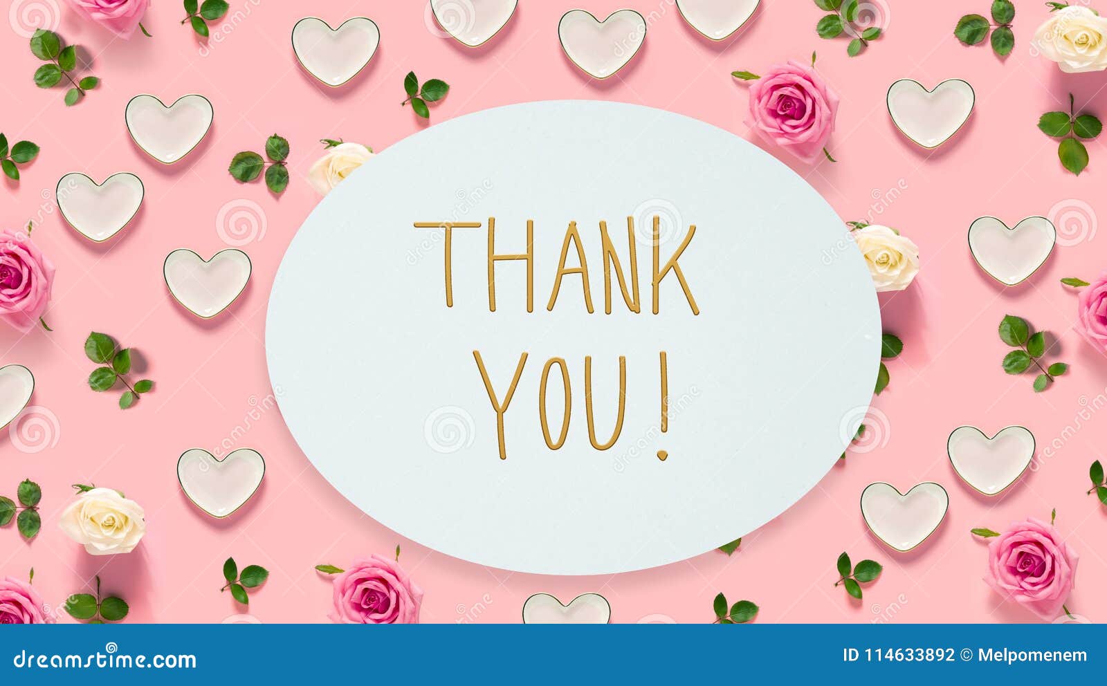 Merci Message Avec Des Roses Et Des Coeurs Photo stock - Image du ...