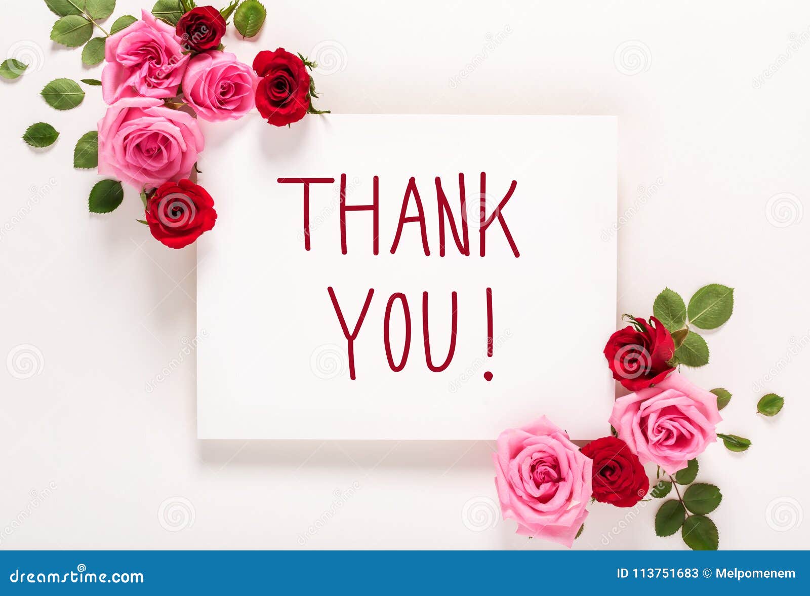 Merci Message Avec Des Roses Et Des Feuilles Image stock - Image du ...