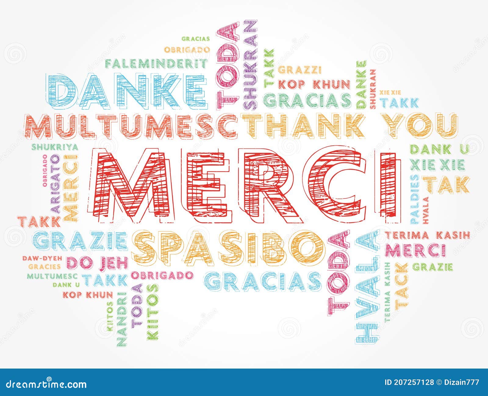 Merci (Thank You in French) Word Cloud in Different Languages Stock ...