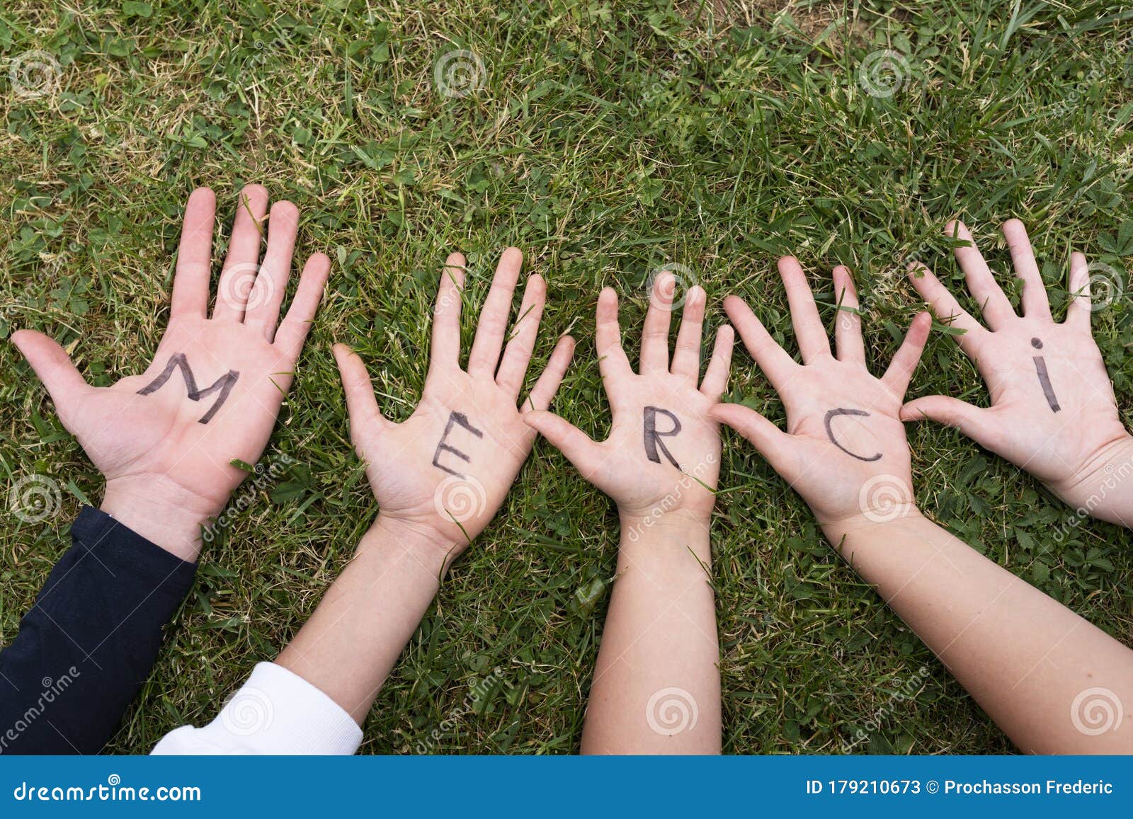 Merci Written on Child Hands Stock Image - Image of concept, corona ...