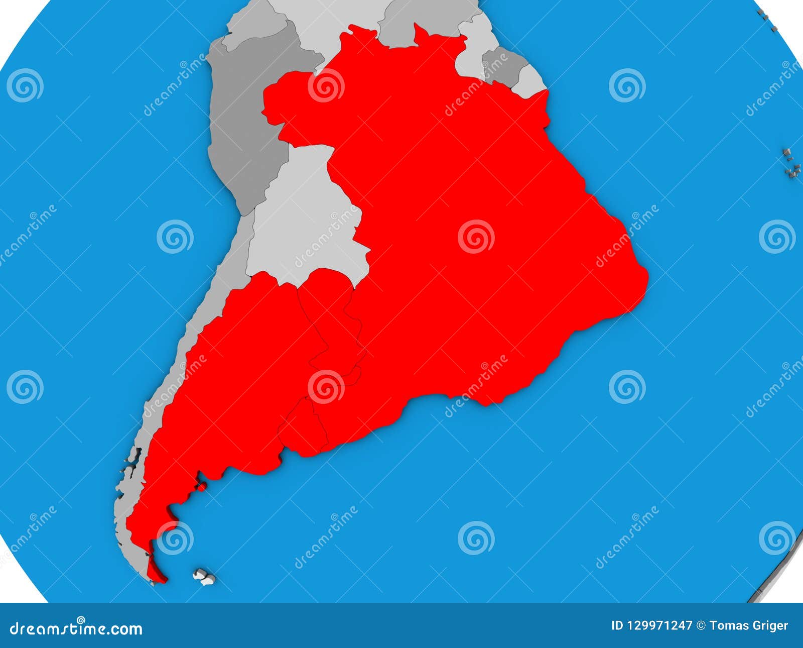 Mercosur Memebers on 3D Map Stock Illustration - Illustration of ...