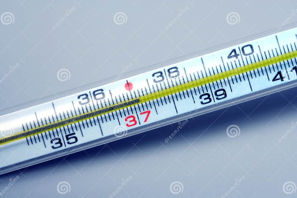 Mercurial Thermometer.37 Degrees Stock Image - Image of plastics ...
