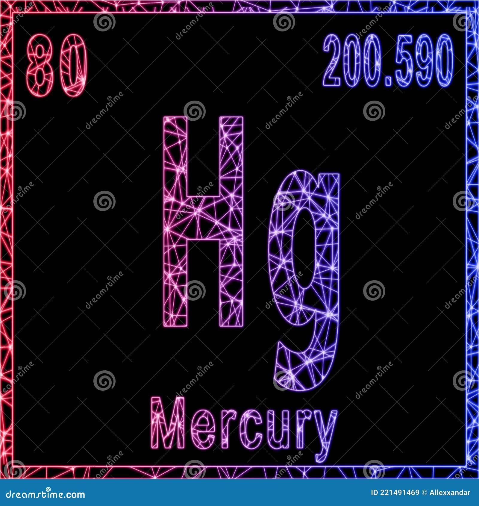 Mercury Chemical Element, Sign with Atomic Number and Atomic Weight ...