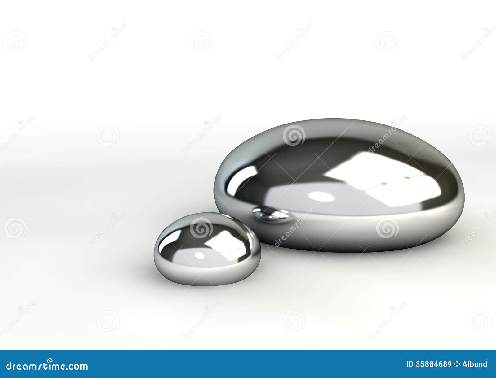 Liquid Mercury Surface. 3D Abstract Liquid Metal Object. Fluid Mercury ...