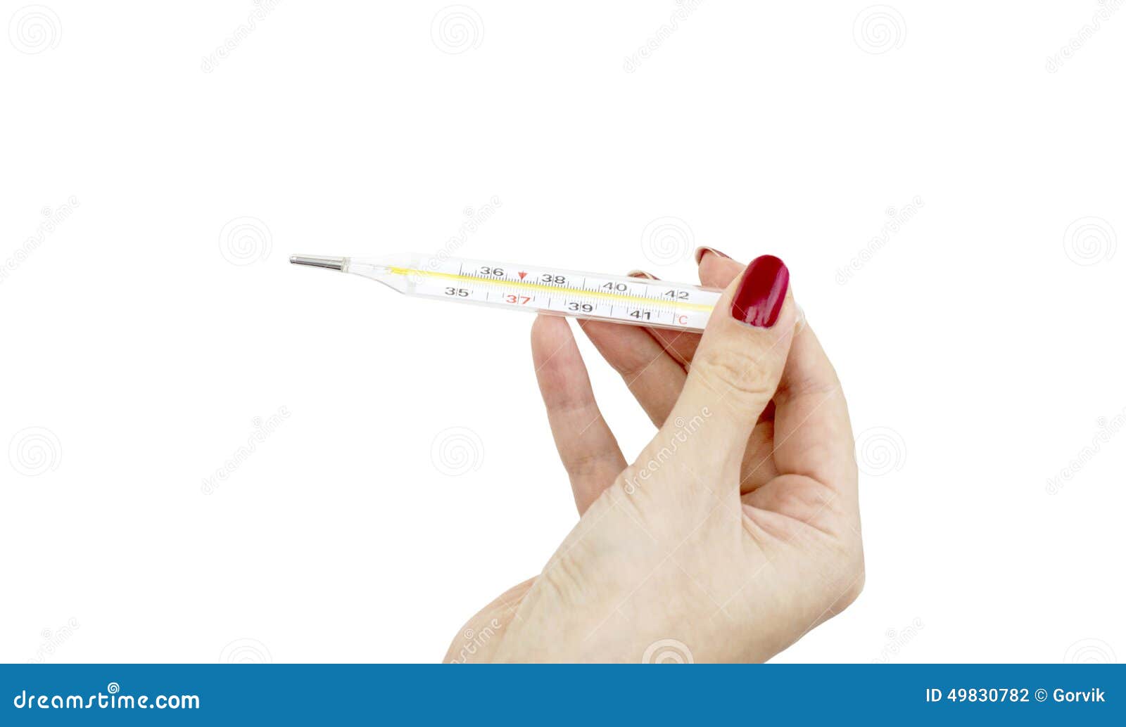 A Mercury Thermometer For Measuring The Temperature In The Hand Stock ...