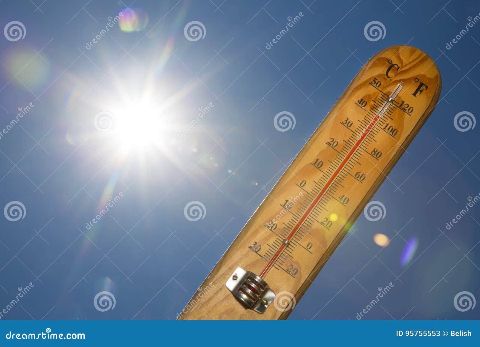 Mercury-Thermometer Sommerhitze Sun-Licht Stockbild - Bild von himmel ...