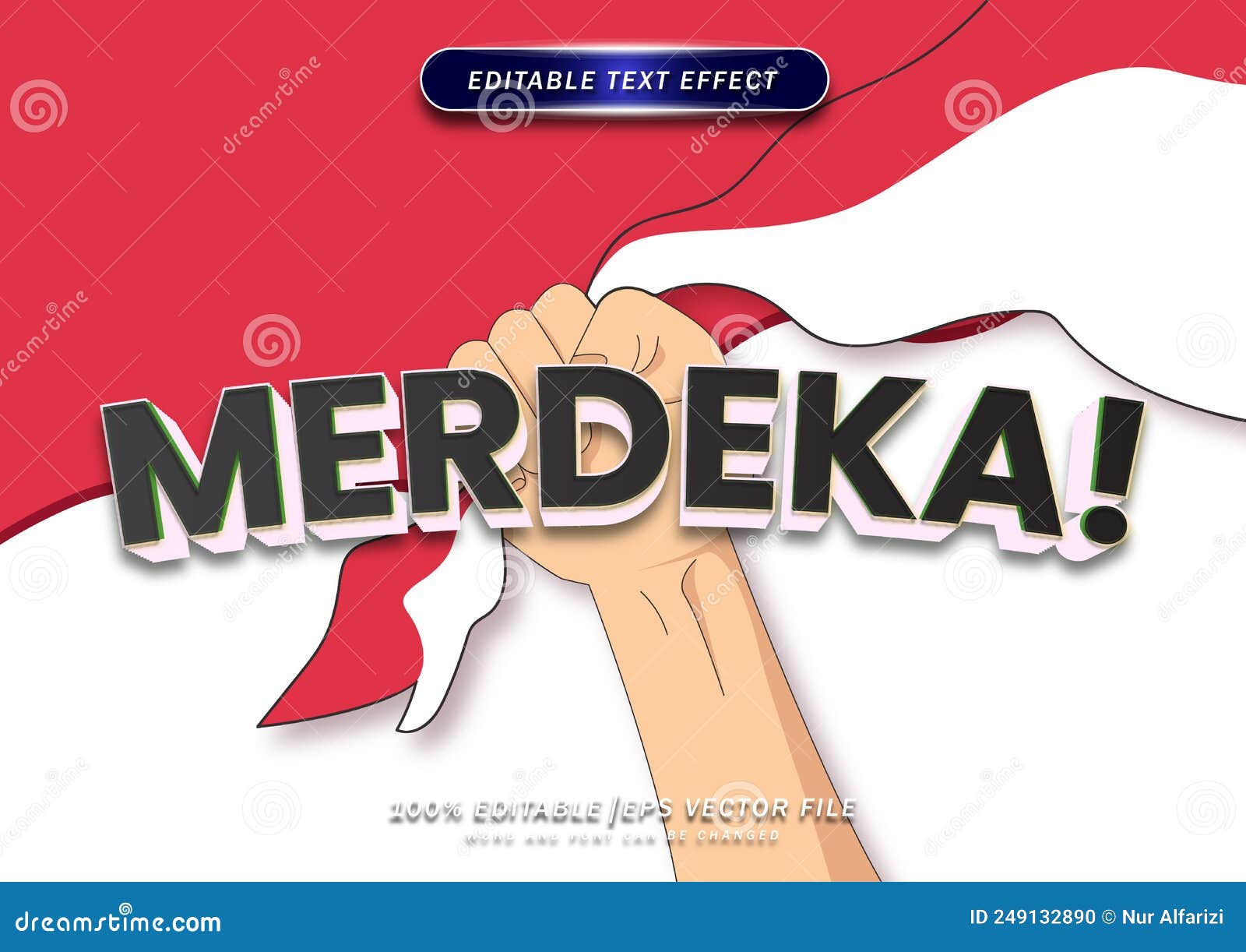Merdeka Text Effect With Red Color Cartoon Vector | CartoonDealer.com ...