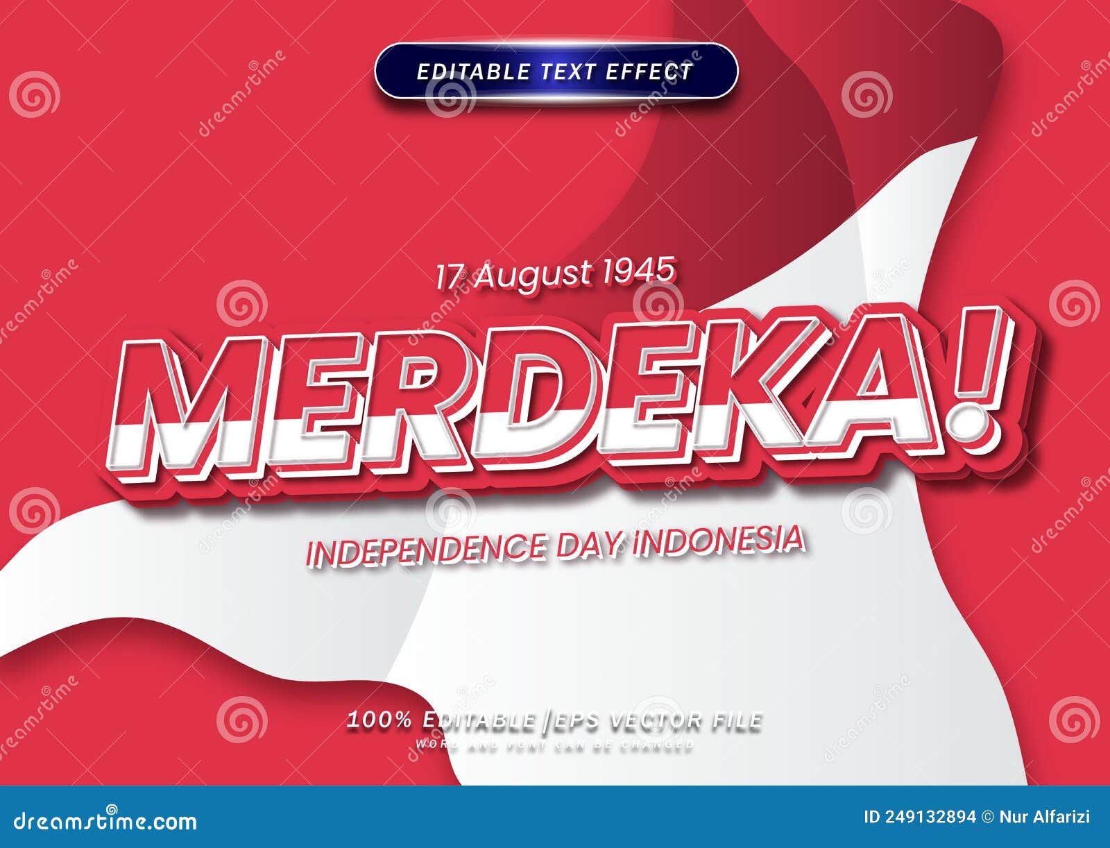 Merdeka Text Editable Effect. Independence Day Indonesian Stock Vector ...