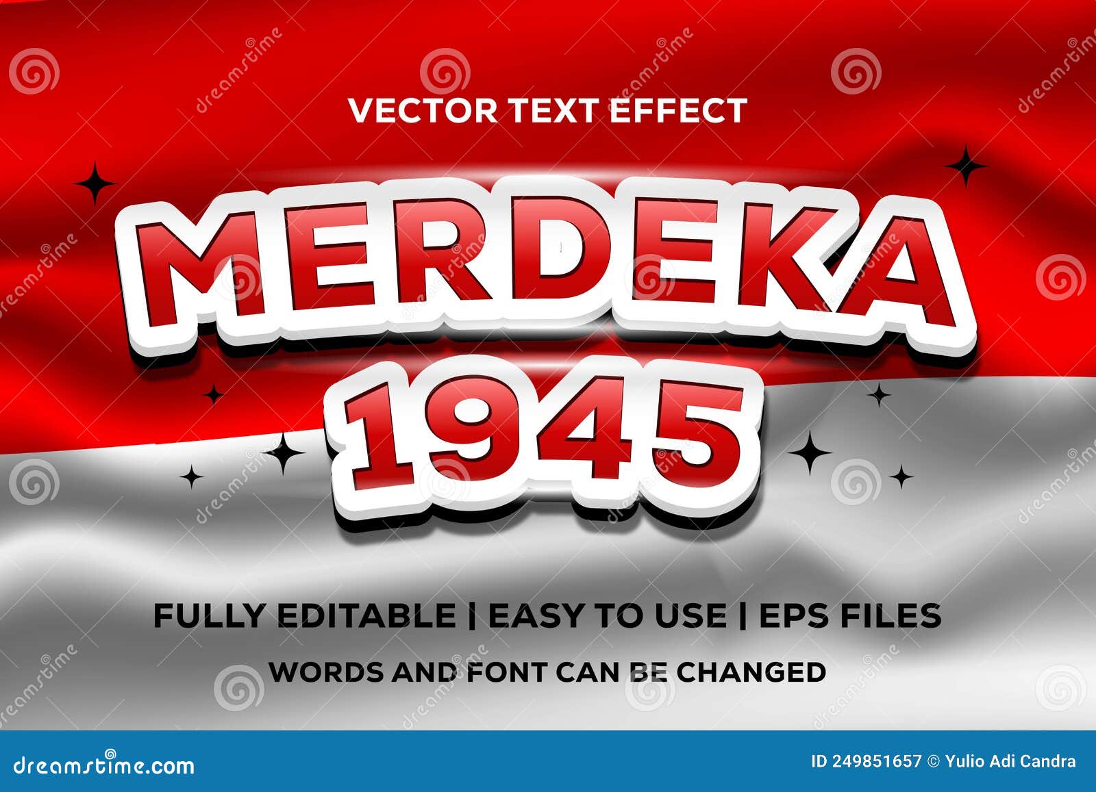 Merdeka Vector Text Effect Fully Editable Stock Vector - Illustration ...