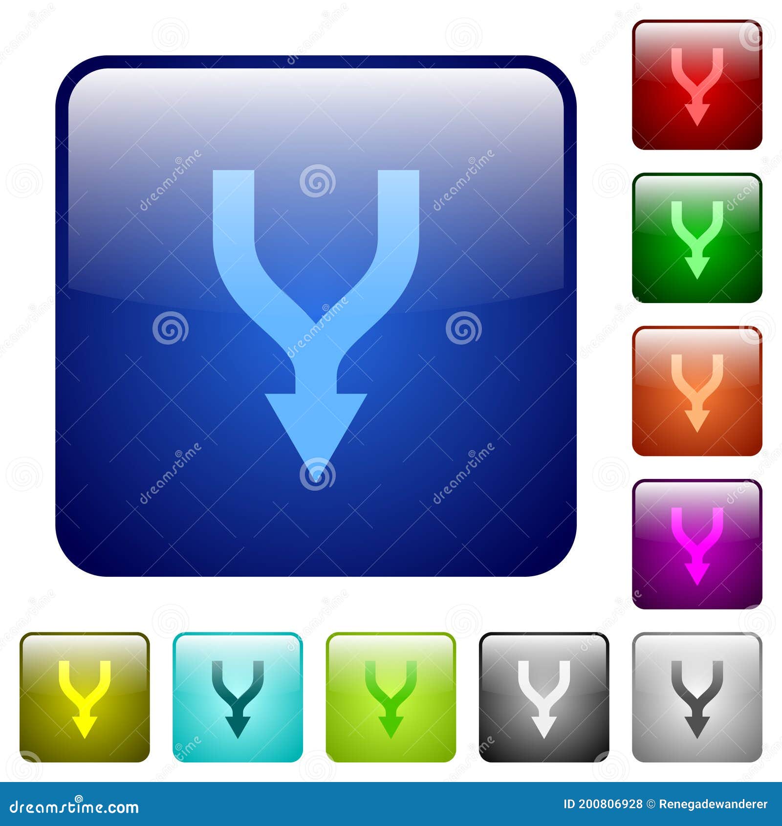 Merge Arrows Down Color Square Buttons Stock Vector - Illustration of ...