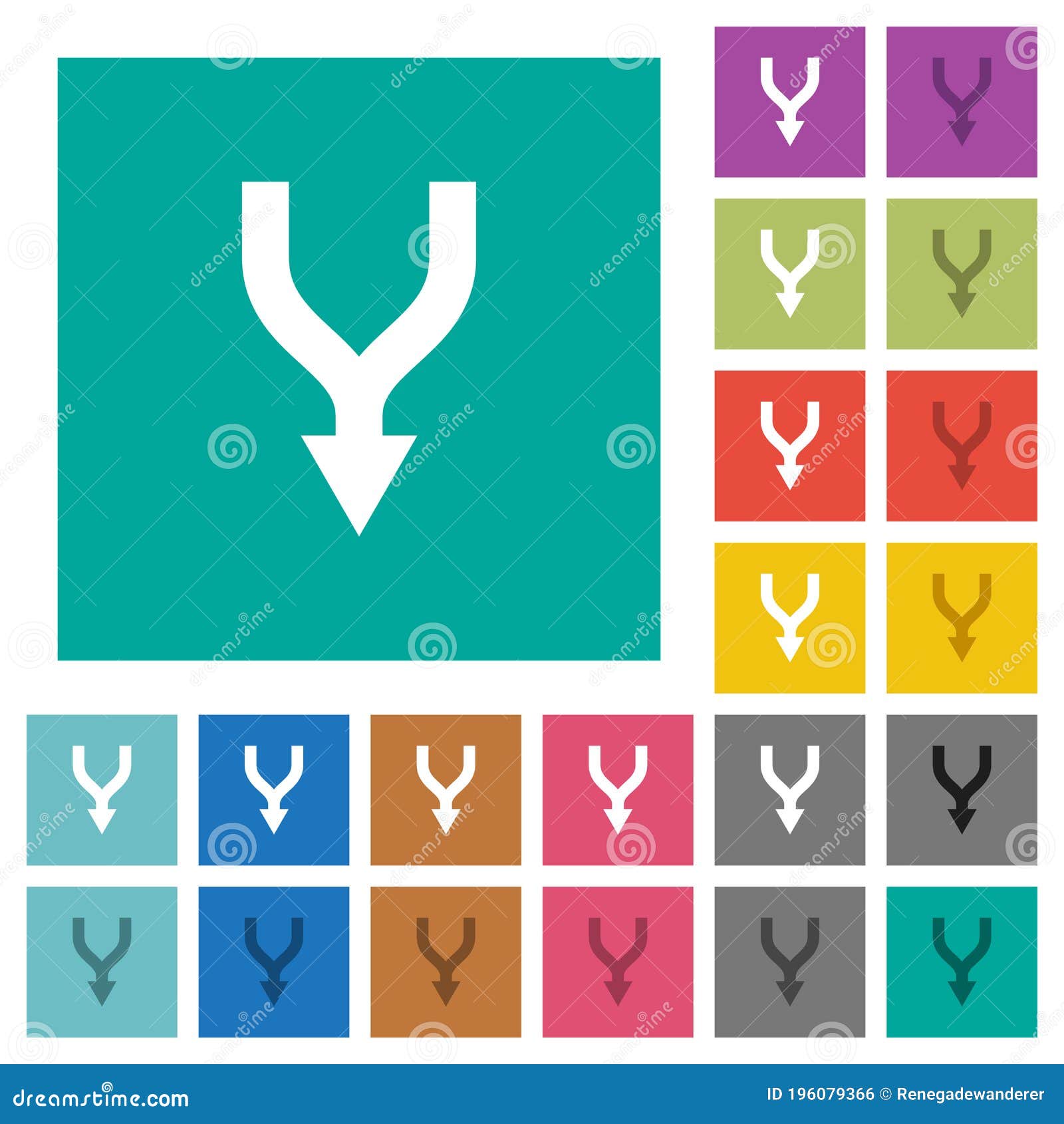 Merge Arrows Down Square Flat Multi Colored Icons Stock Vector ...