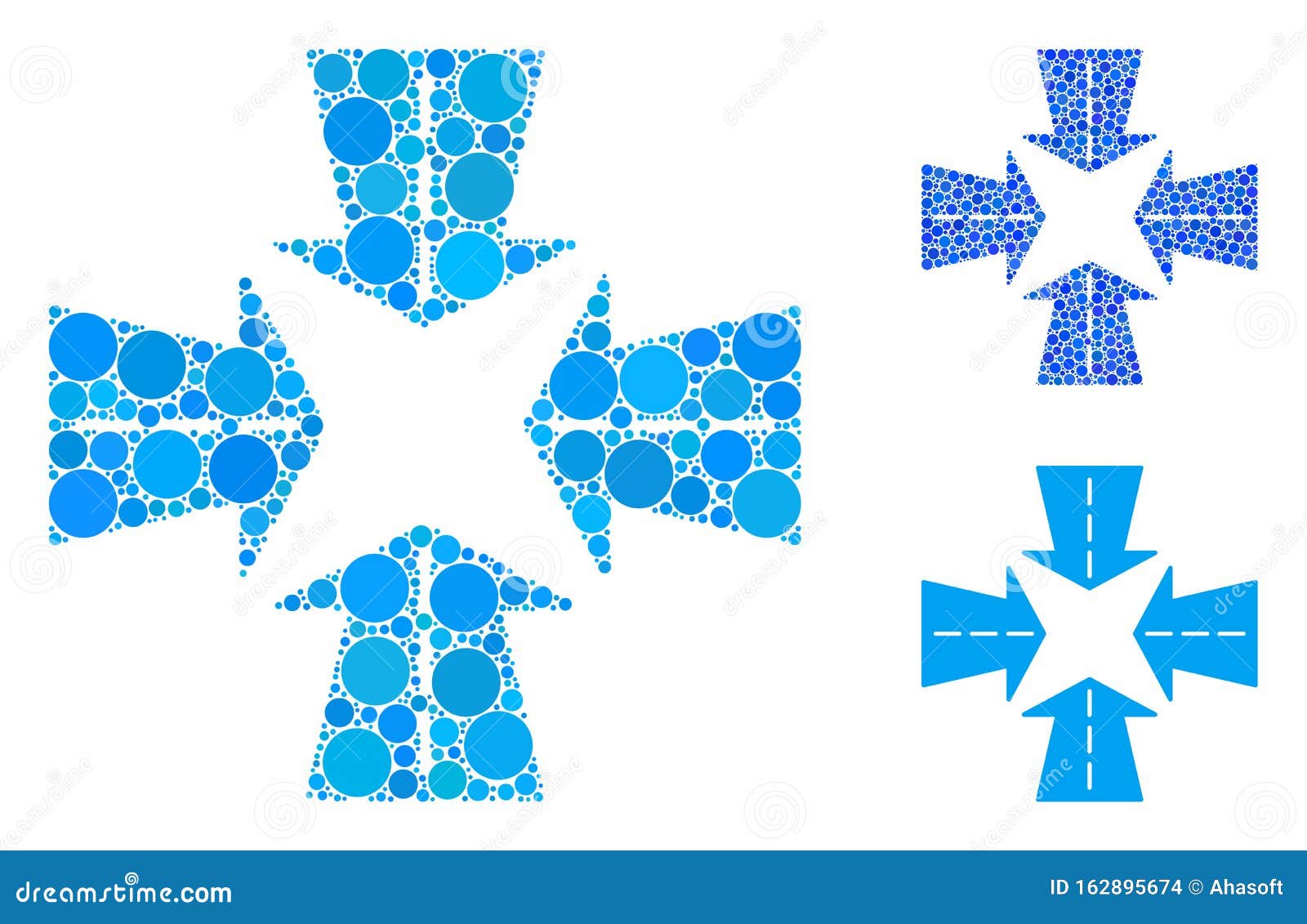 Merge Directions Composition Icon of Circle Dots Stock Illustration ...