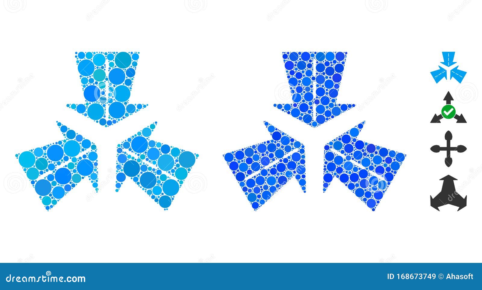 Merge Directions Mosaic Icon of Circle Dots Stock Illustration ...