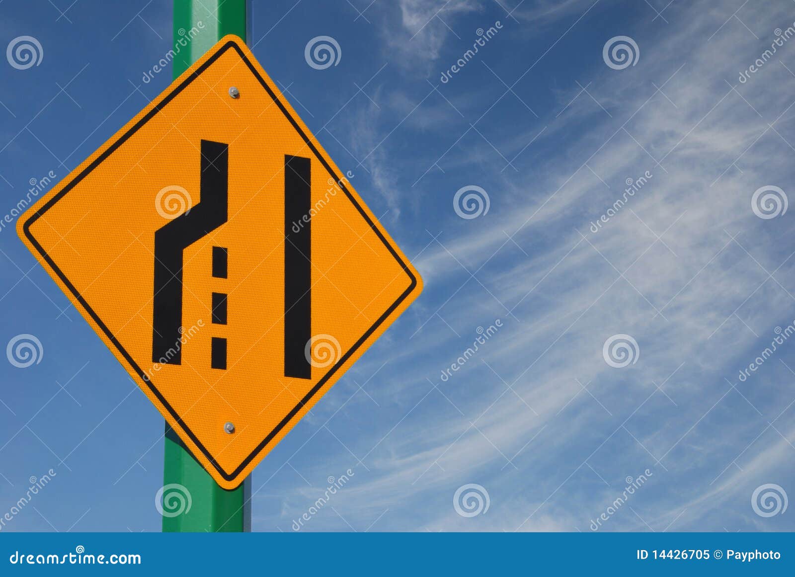 Merge left traffic sign stock image. Image of yellow - 14426705