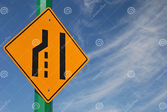 Merge left traffic sign stock image. Image of yellow - 14426705
