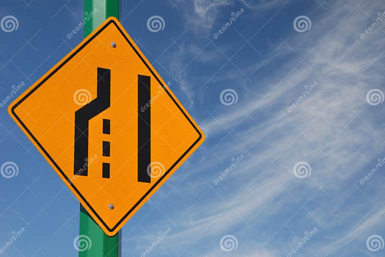Merge left traffic sign stock image. Image of yellow - 14426705