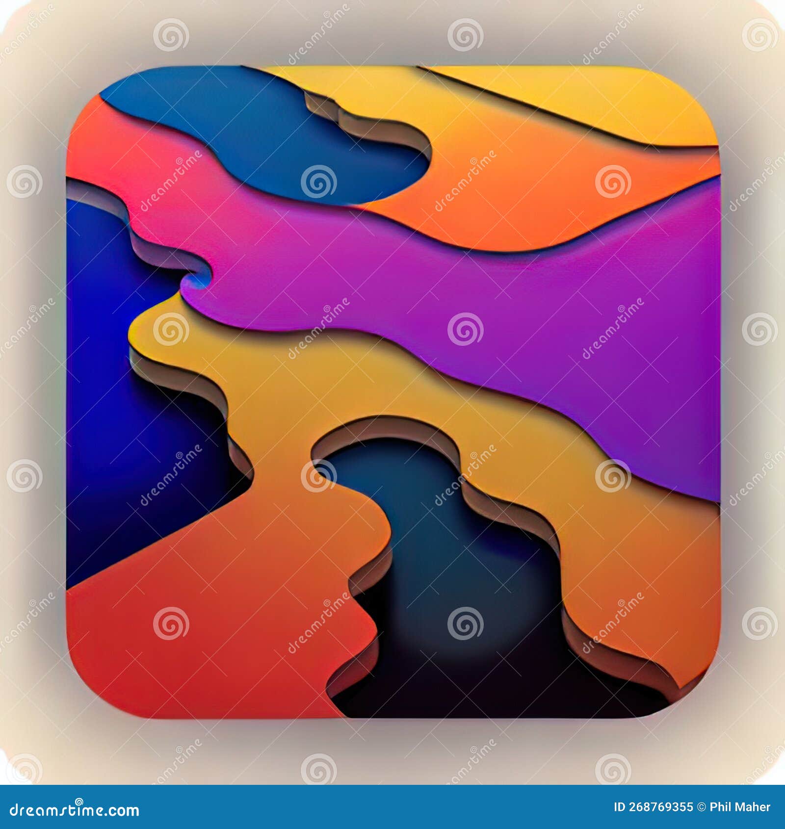 Merge Puzzle Software App Icon. Generative AI. Stock Illustration ...