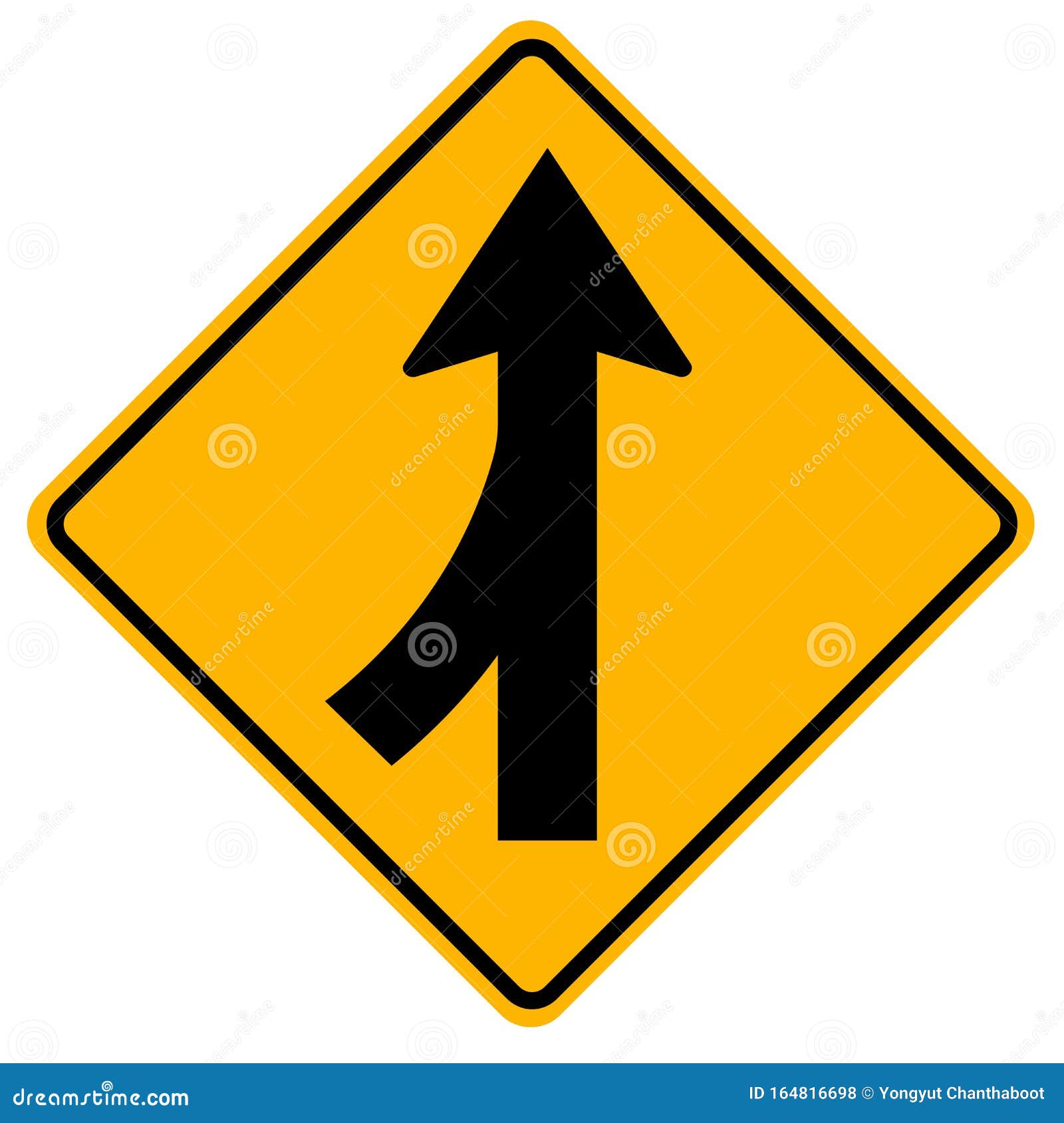 Merges Left Traffic Road Sign,Vector Illustration, Isolate On White ...