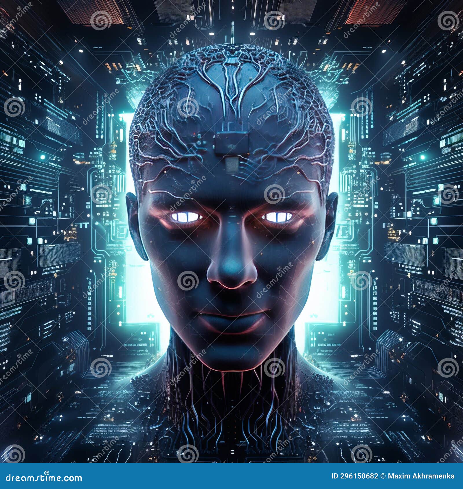 Merging of Human and Computer AI Technologies Stock Photo - Image of ...
