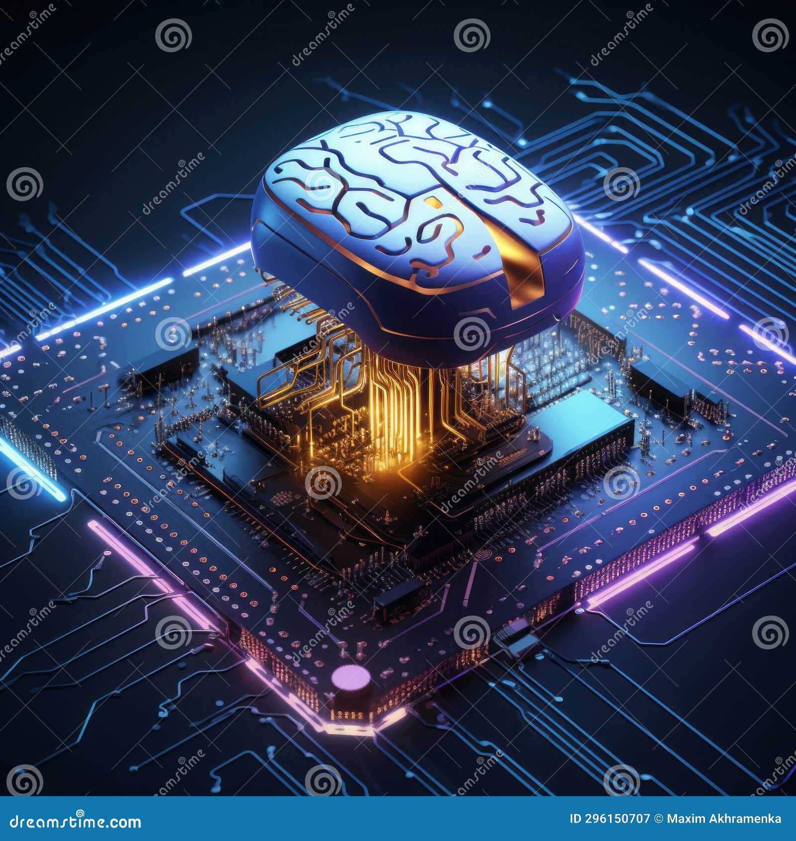Merging of Human and Computer AI Technologies Stock Image - Image of ...