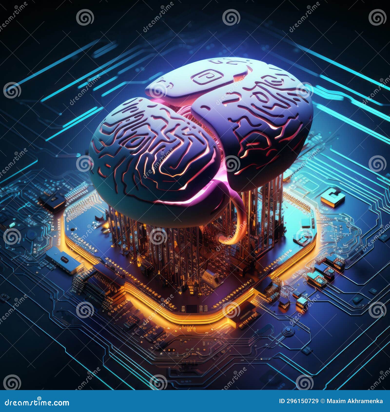 Merging of Human and Computer AI Technologies Stock Image - Image of ...