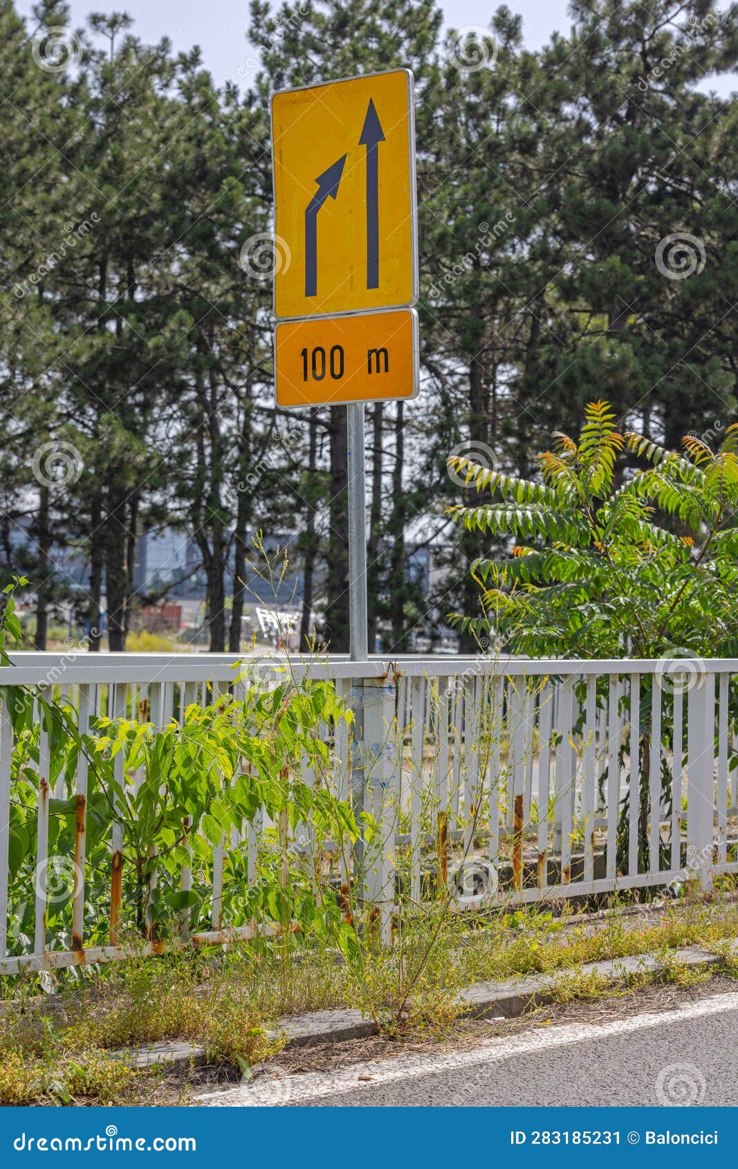 Merging Traffic Sign stock image. Image of merging, road - 283185231