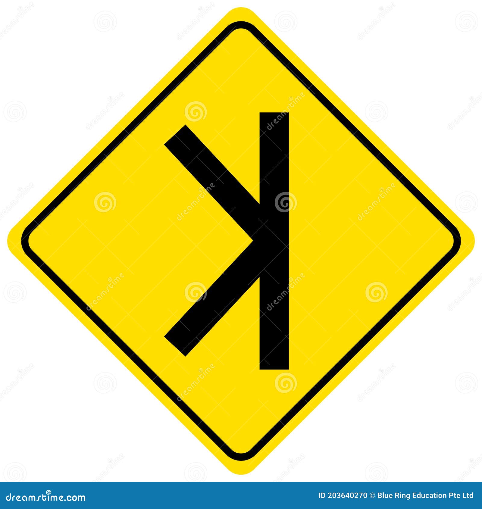 Merging Traffic Yellow Sign on White Background Stock Vector ...